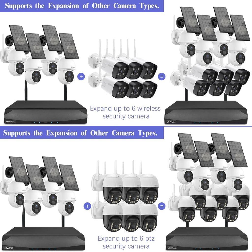 《Solar PTZ Camera&100% Wire-Free》4pcs 4MP Solar Cameras for Home Secur ...