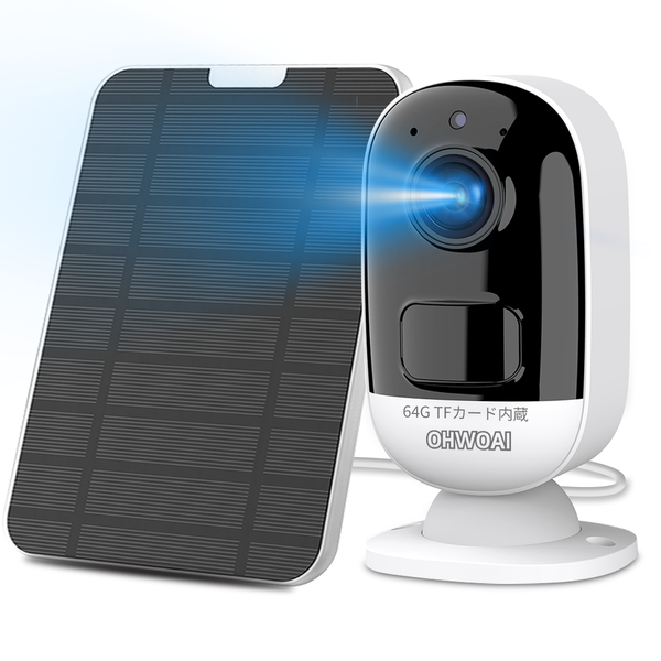 OHWOAI Solar Powered Security Camera,Outdoor Battery-Powered Wireless