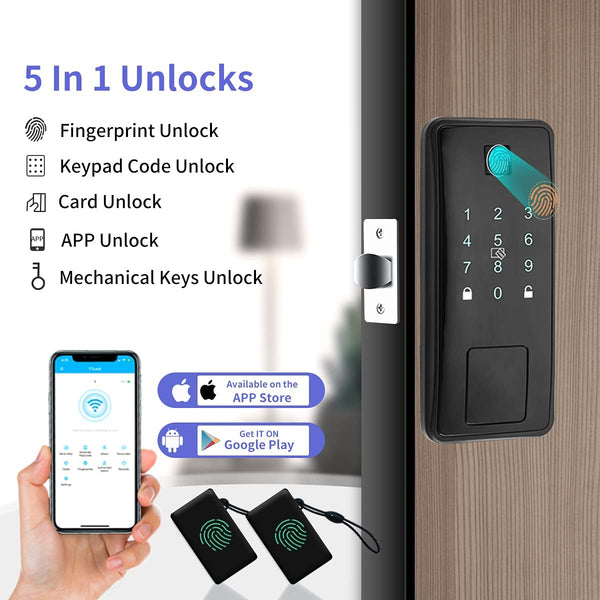 Smart Biometric Electronic Deadbolt,Passcode,Touchscreen Keypad,Finger ...